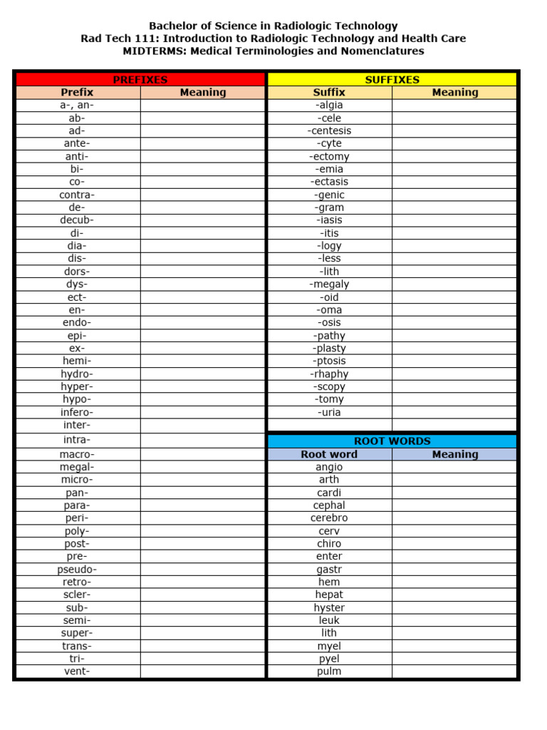 RT 111 Medterm | PDF