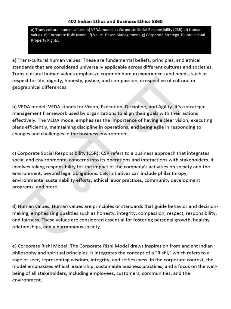 402 Indian Ethos and Business Ethics | PDF | Corporate Social ...