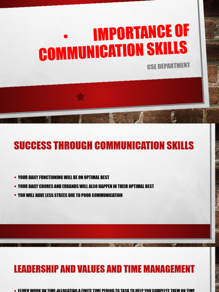 Importance of Communication Skills: Cse Department | PDF
