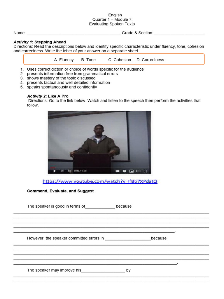 Actsheet Eng10m7 | PDF | Reading Comprehension | Cognitive Science