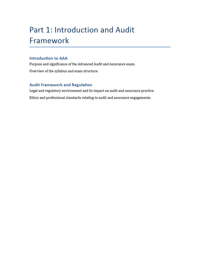 AAA ACCA Exam Notes Part 1 | PDF