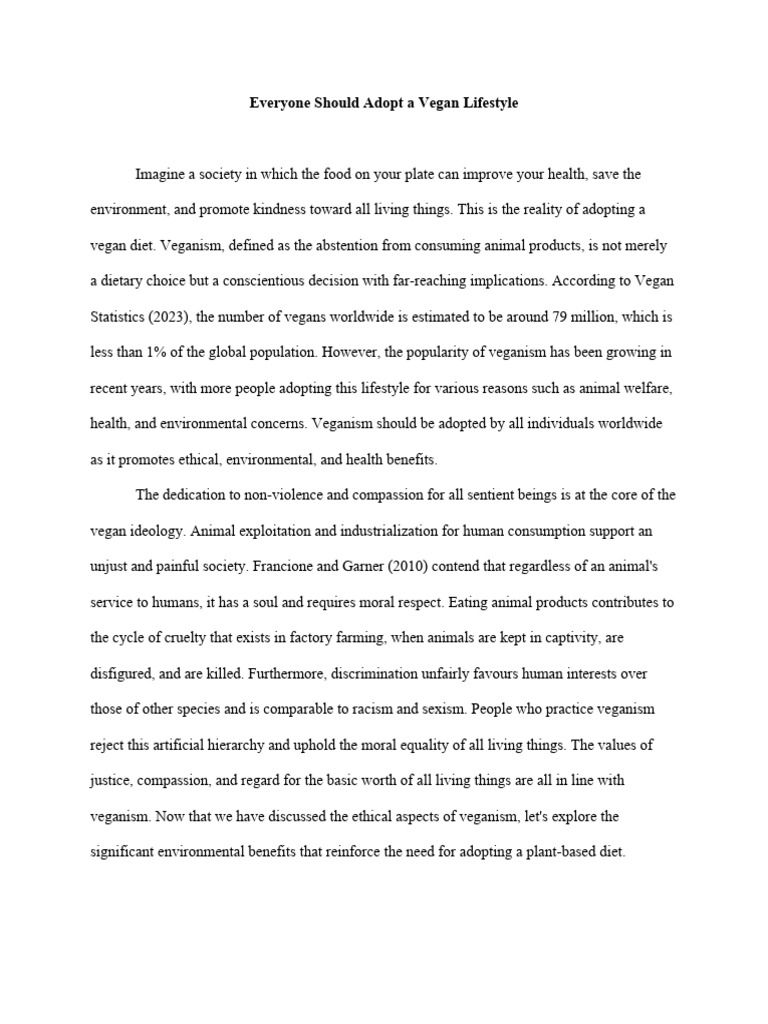 Argumentative Essay | PDF | Veganism | Diet (Nutrition)