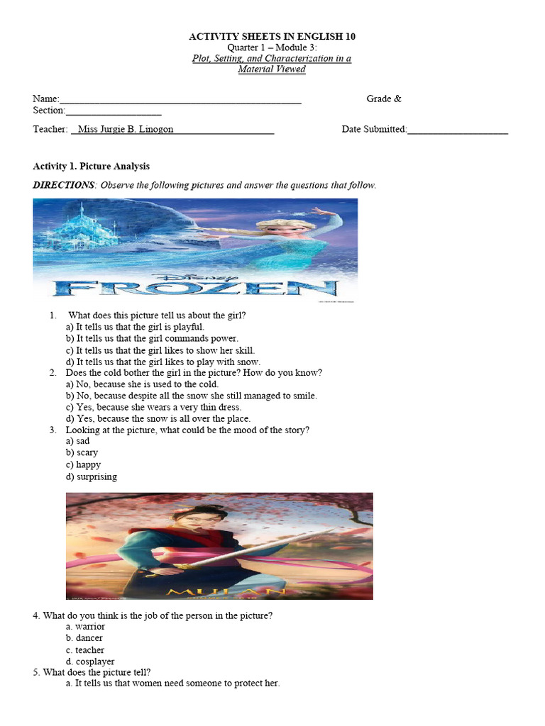 Actsheets Eng10 M3 | PDF