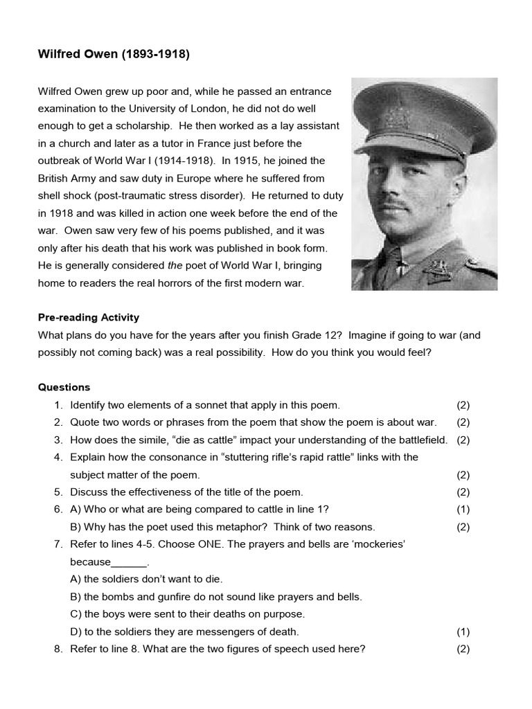 Analysis of "Anthem for Doomed Youth" | PDF | Poetry | Sonnets