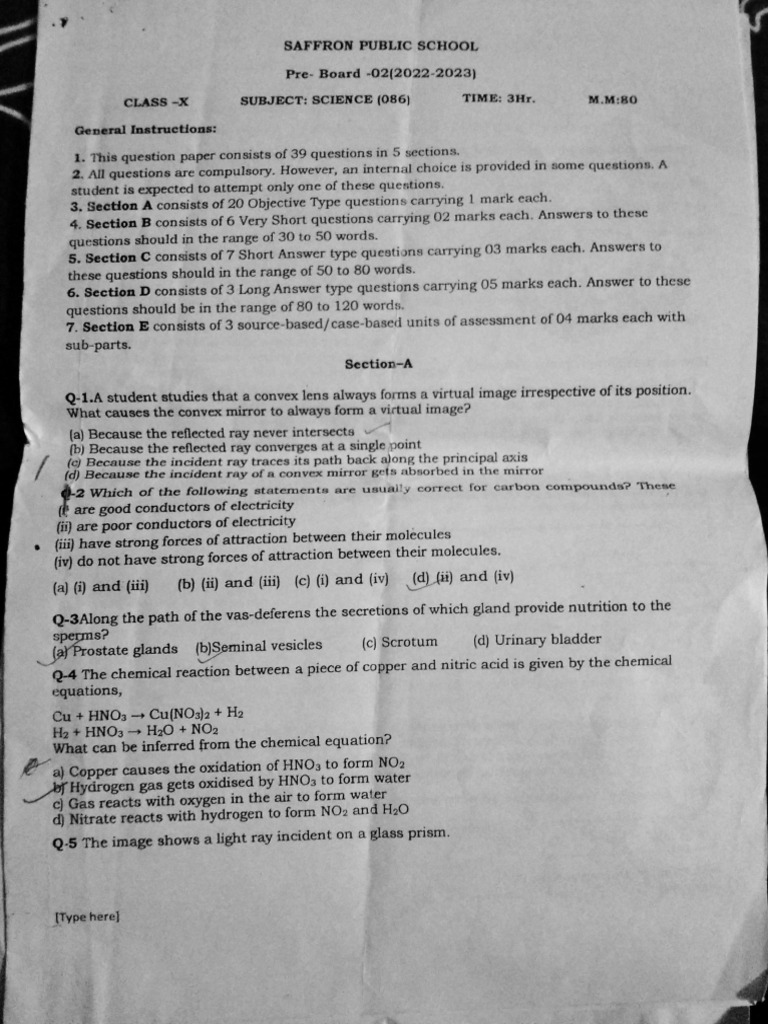Pre - Board 1 Question Paper | PDF