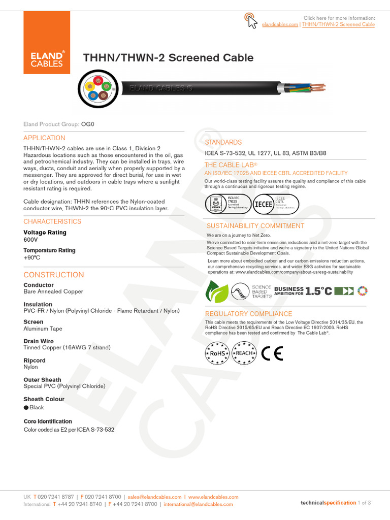 thhn-thwn-2-screened-cable | PDF | Polyvinyl Chloride | Electrical ...