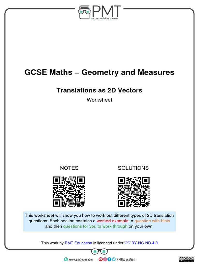 Gcse Vector Translations As 2D Exercise | PDF | Geometry | Euclidean Geometry