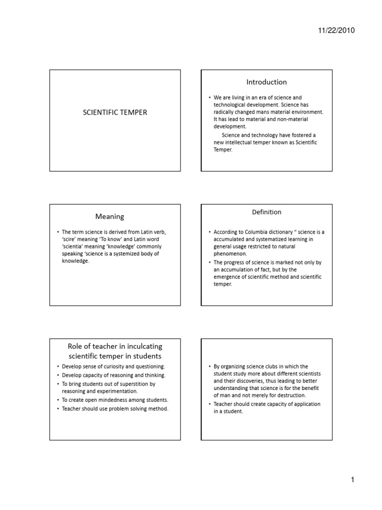 Understanding Scientific Temper in Education | PDF | Science | Knowledge