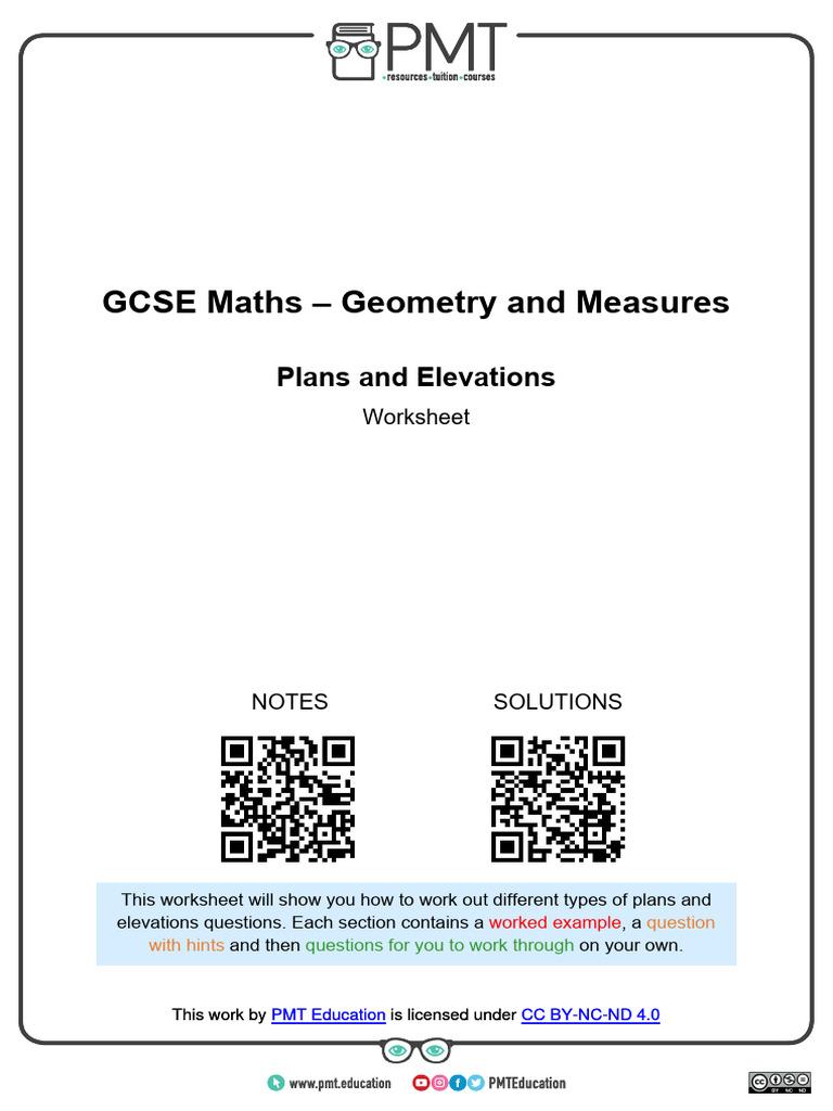 Gcse Geometry Plans and Elevation Exercise | PDF | Length | Euclidean ...