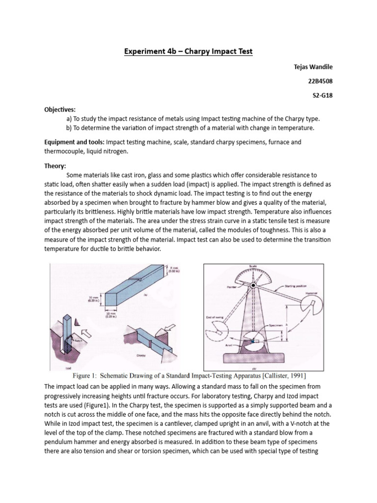 Charpy test post lab | PDF | Strength Of Materials | Fracture
