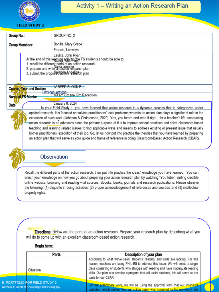 FS 2 Activity 1 | Download Free PDF | Action Research | Data