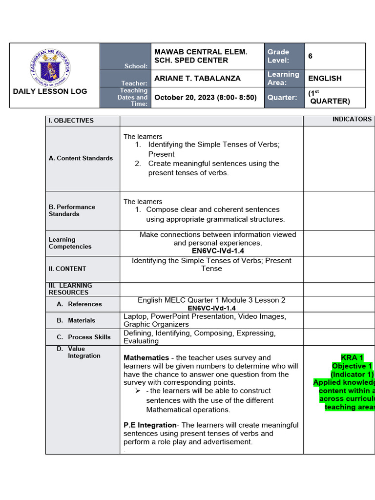 Lesson on Simple Present Tenses | PDF | Learning | Teachers