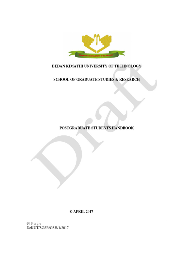 DeKUT - Graduate Student Hand Book - April 2017 | PDF | Thesis ...