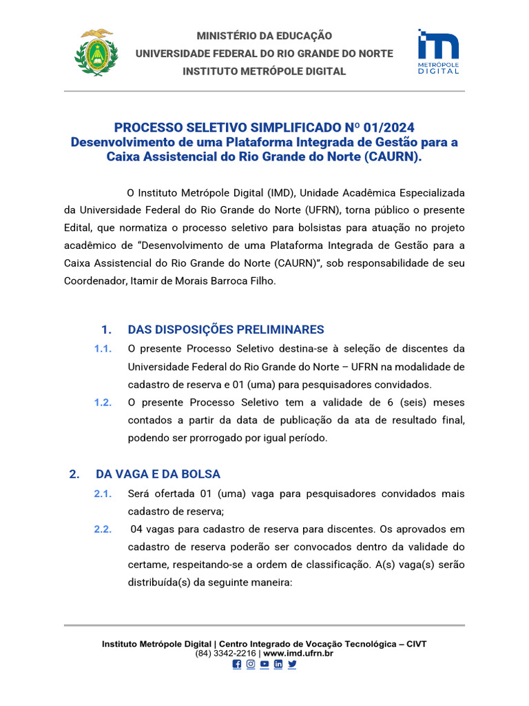 MODELO DE EDITAL - PROJETOS (2) Assinado-1 | PDF | Desenvolvimento ágil ...