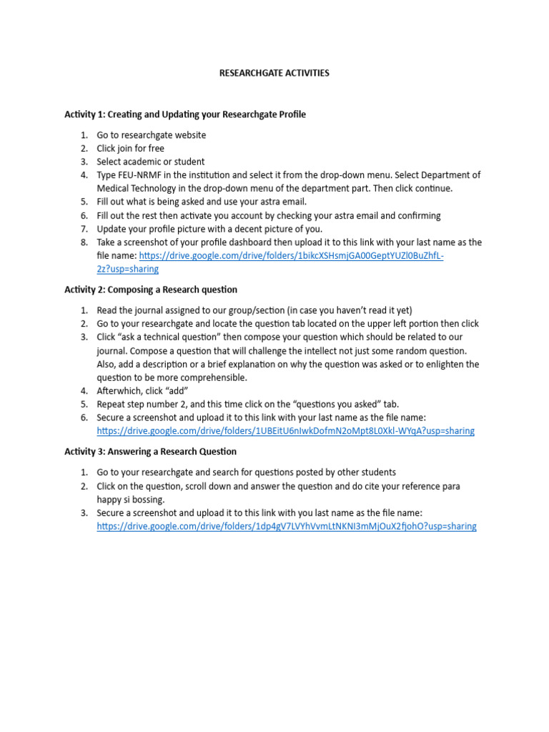 ResearchGate Profile and Activities Guide | PDF | Computers