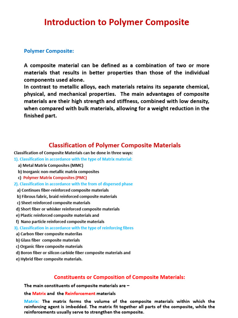 Overview of Polymer Composite Materials | PDF | Composite Material | Fibers