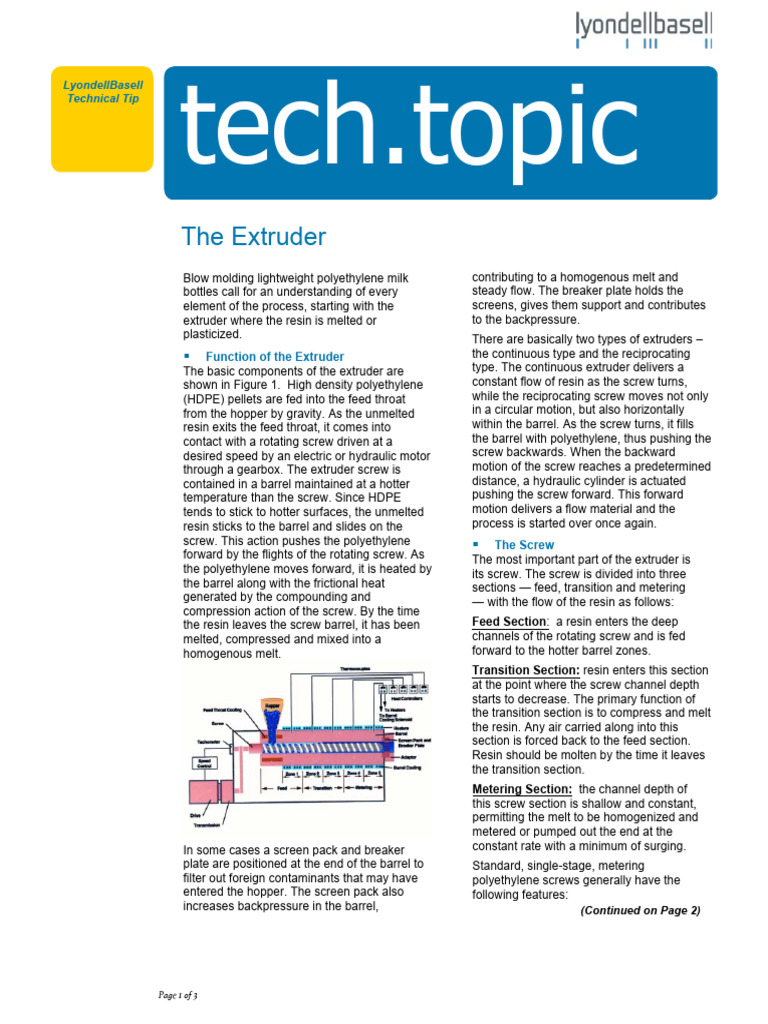 Tech Topic the Extruder | PDF | Extrusion | Industrial Processes