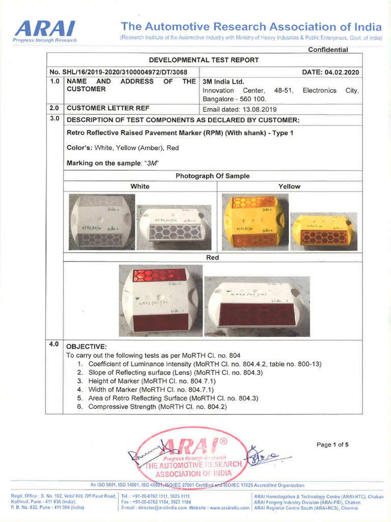 MS ARAI 2020 MoRTH | PDF