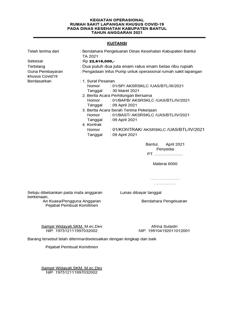 Kuitansi BTL | PDF | Pengelolaan Keuangan & Uang