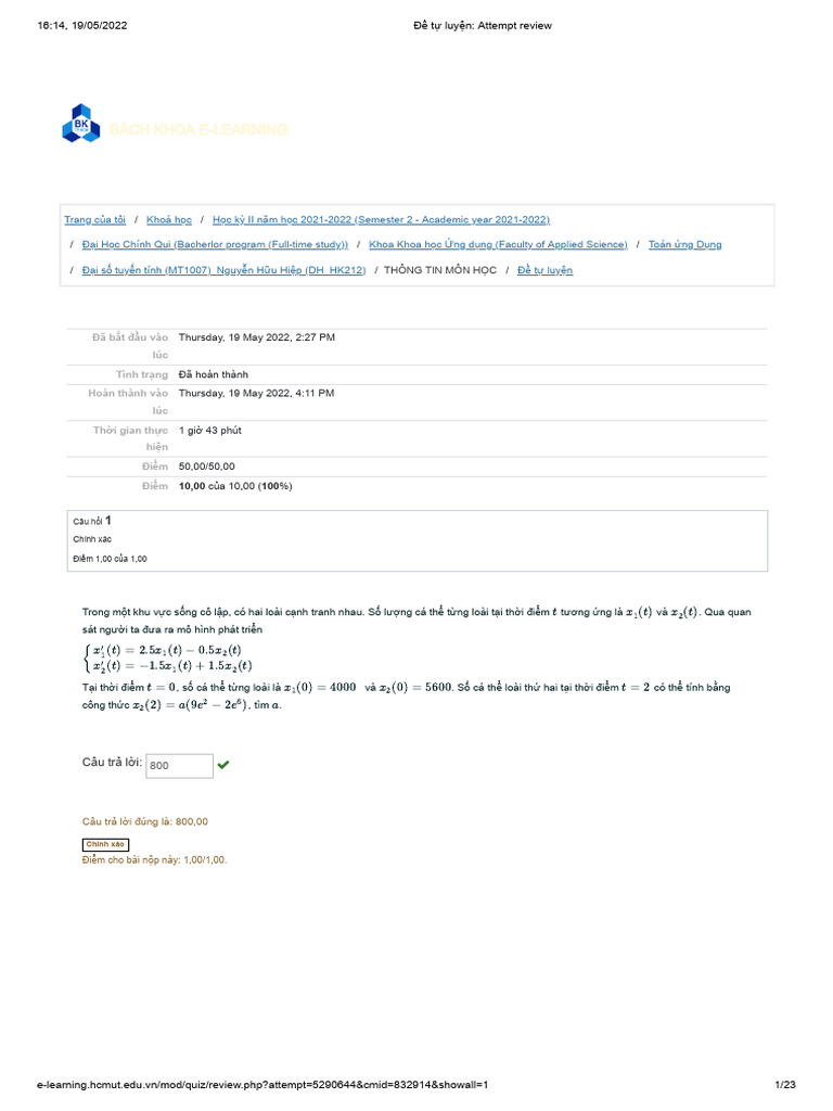 Đề tự luyện - Attempt review | PDF