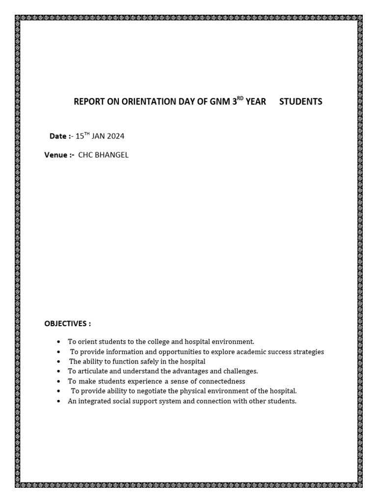 Orientation Report | PDF | Hospital | Medicine