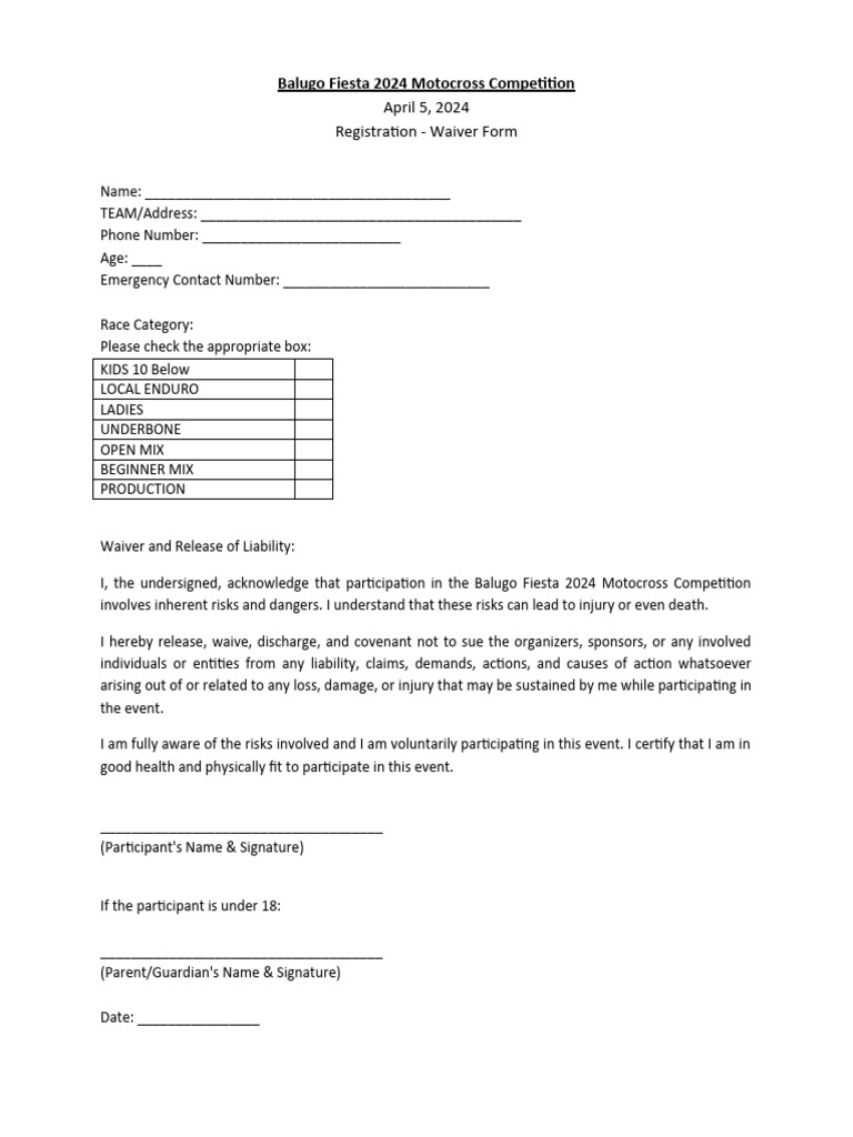 Balugo Fiesta 2024 MX - Waiver | PDF | Common Law | Private Law