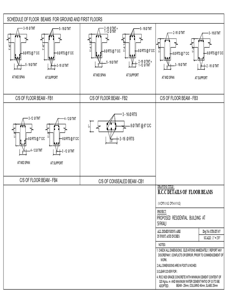 Ground Floor Roof Beam r.c.c Details | PDF | Structural Engineering ...