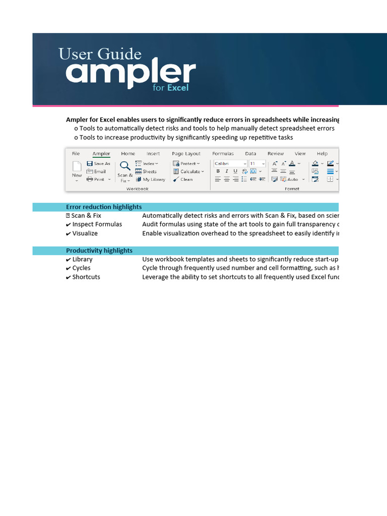 Ampler User Guide For Excel | PDF | Microsoft Excel | Spreadsheet