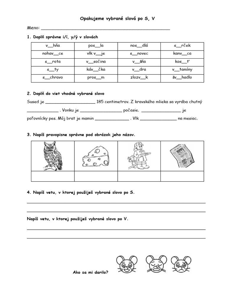 Vybrané Slová Po S, V | PDF