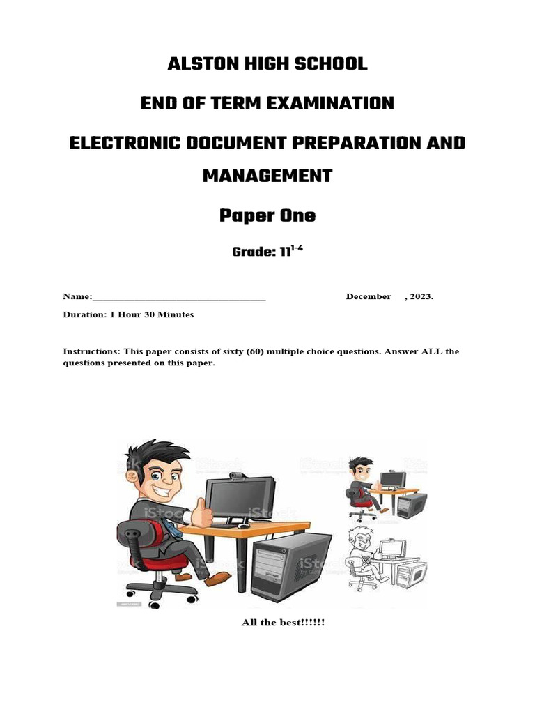 EDPM Grade 11 Paper 1-2023 | PDF | Computer Hardware | Software