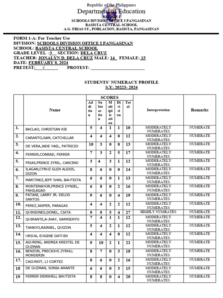 Numeracy Test Forms | PDF