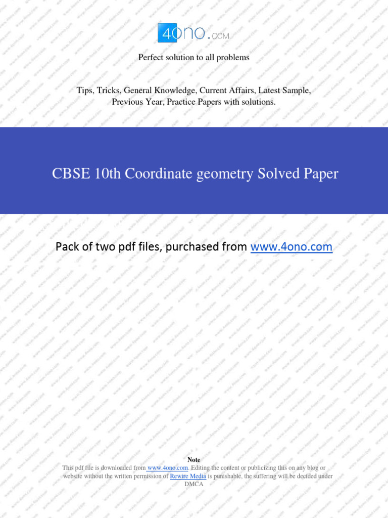 CBSE 10th Coordinate Geometry Solutions | PDF | Elementary Geometry ...