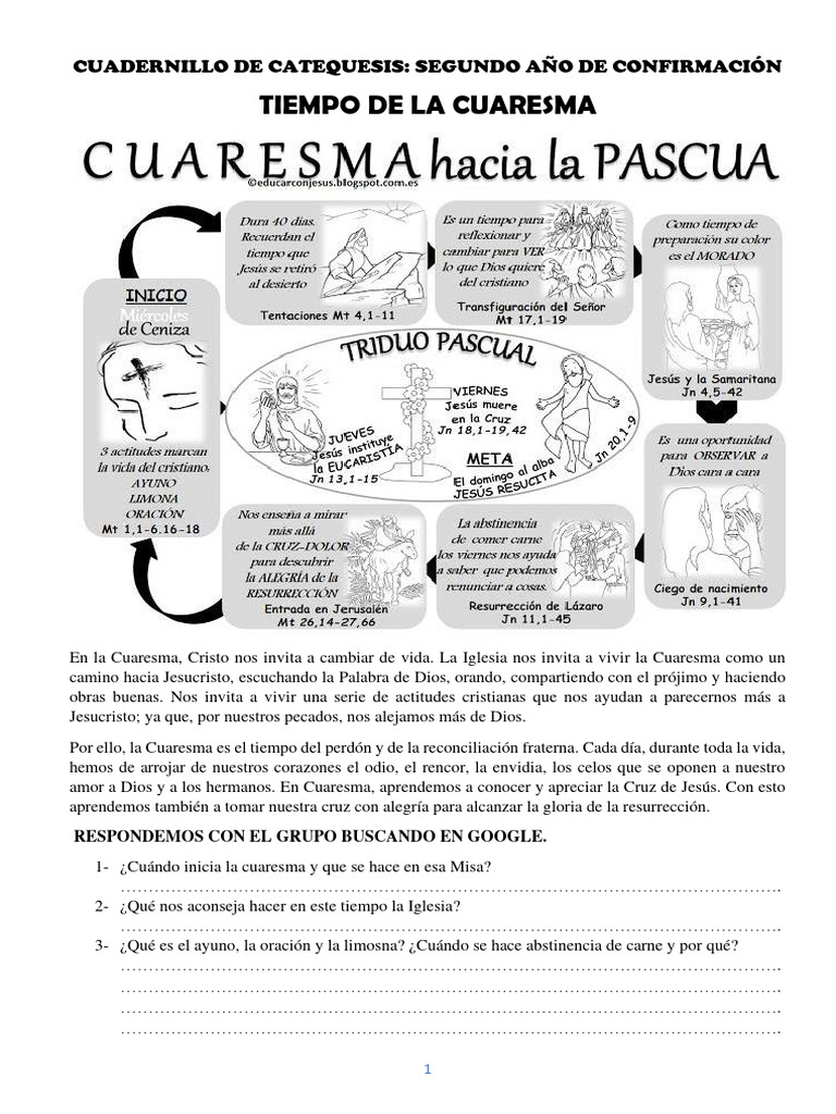Cuadernillo Catequesis Segundo Confirmación Cuaresma Pascua | Descargar gratis PDF | Pascua de ...