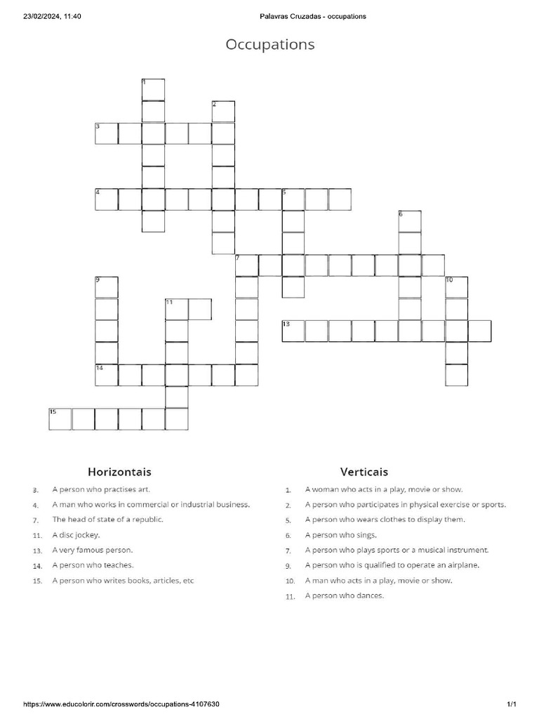 Crosswords About JOBS (English Vocabulary) | PDF