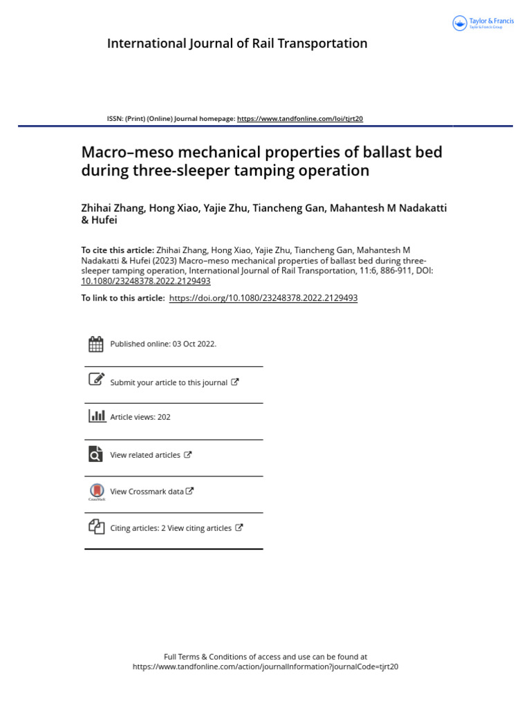 Ballast Bed Mechanics in Tamping Operations | PDF | Force | Friction