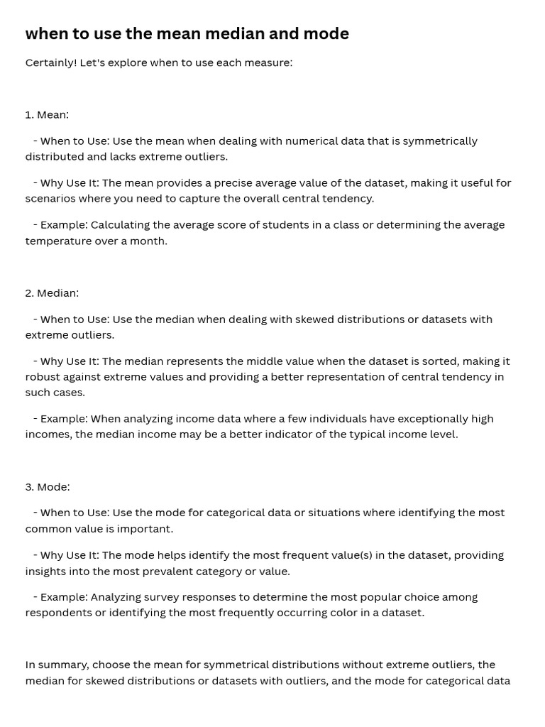 when-to-use-the-mean-median-and-mode_20240410_144012_0000 | PDF | Type I And Type Ii Errors ...