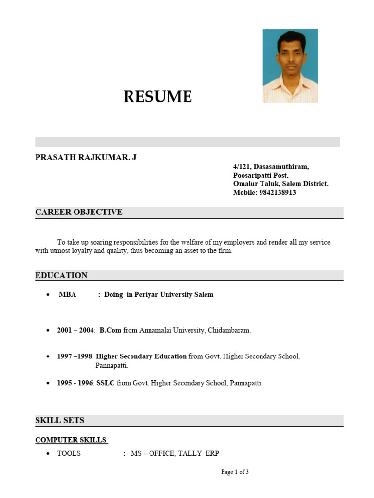 Prasath New Resumes 2 | PDF | Accounts Payable | Banks