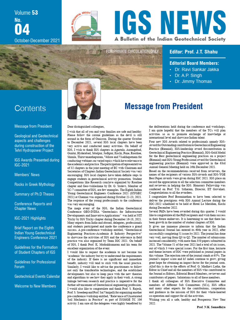 IGS News October December 2021 | PDF | Spillway | Academic Journal