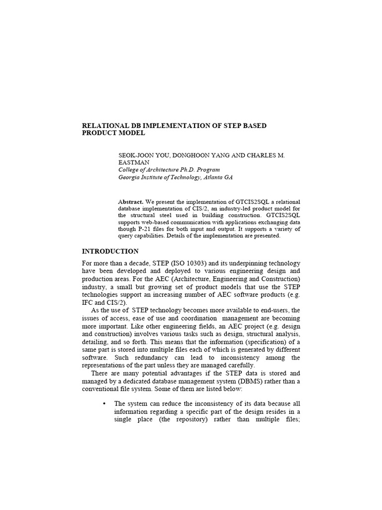 Relational DB Implementation of Step Based | PDF | Relational Database | Databases