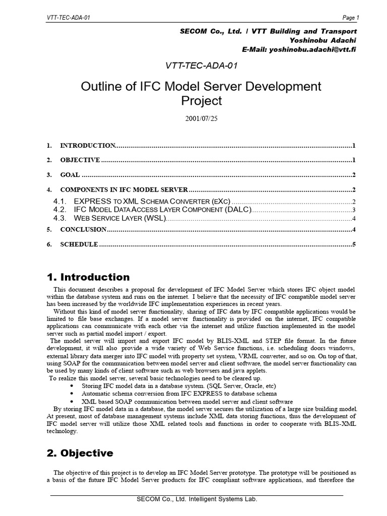 Outline Of Ifc Model Server Development Project Pdf Databases Web Service