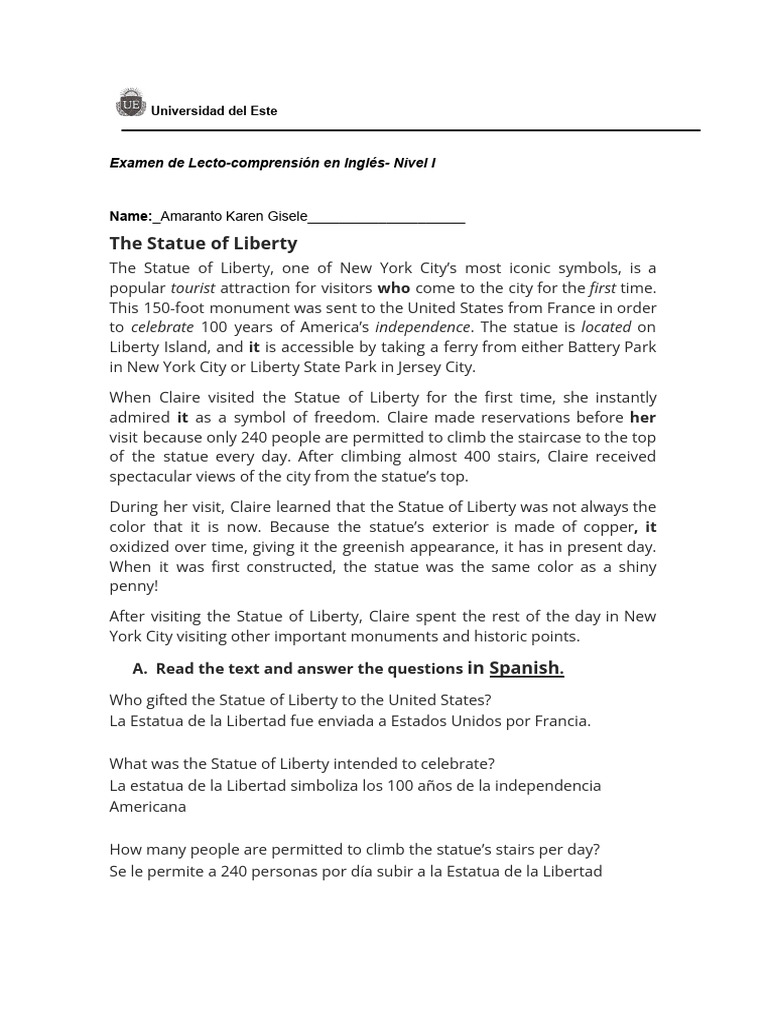 Nivel 1 Statue | PDF | Adjective | Noun