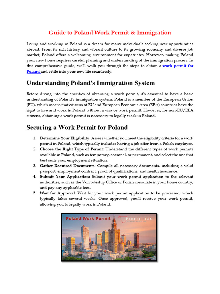 Poland Work Permit & Immigration Guide | PDF | European Economic Area