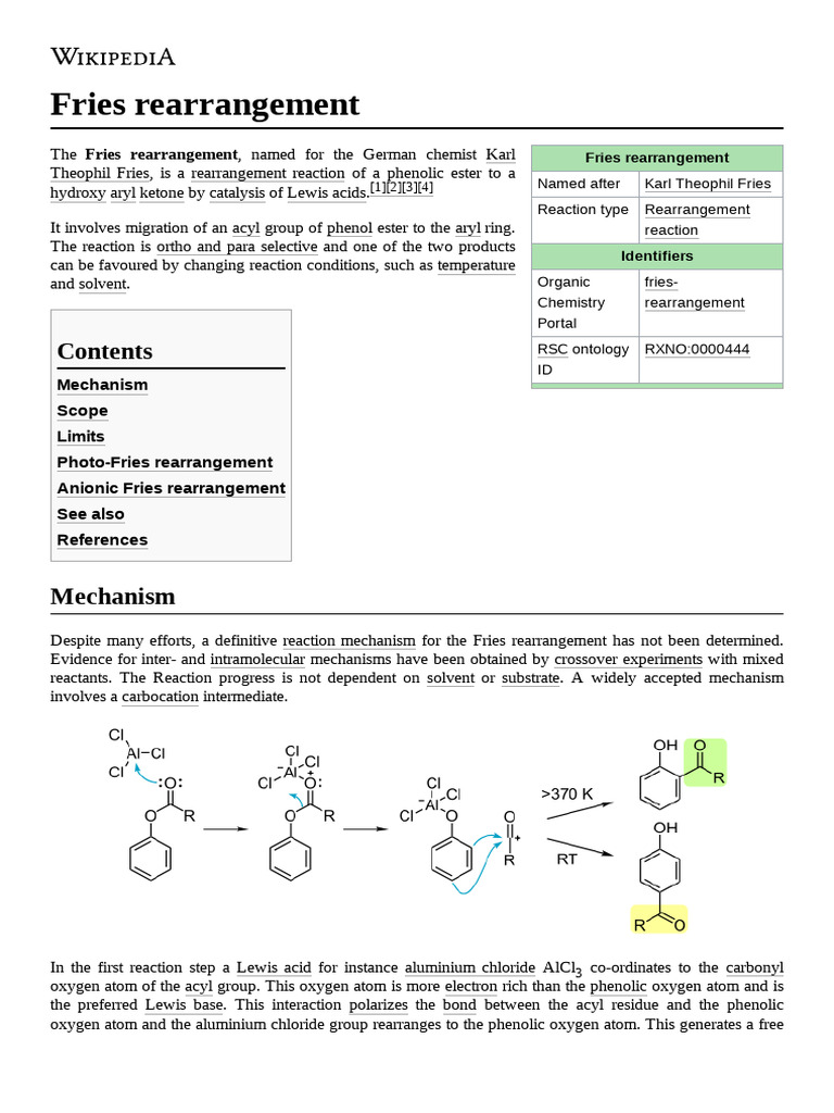 Fries_rearrangement | PDF | Physical Chemistry | Chemical Substances
