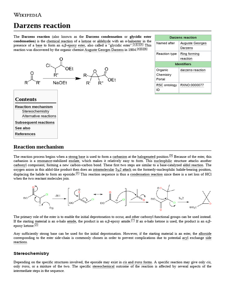 Darzens Reaction | PDF | Organic Chemistry | Chemistry
