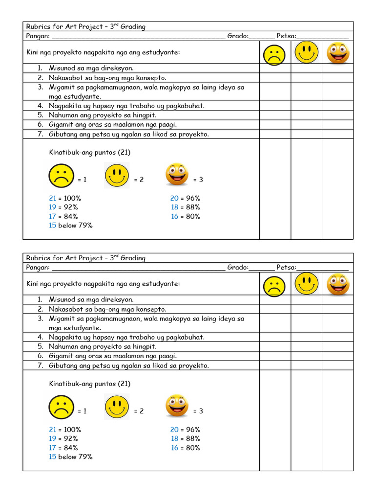 Rubrics For Art Project | PDF