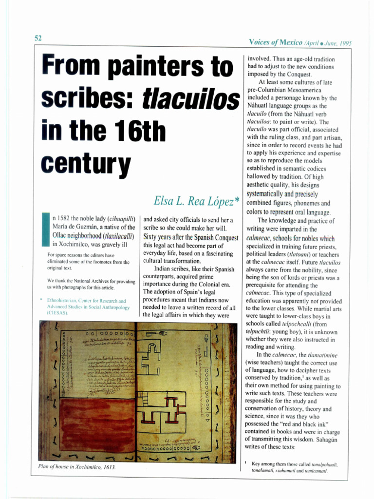 Tlacuilos: Aztec Scribes and Artists | PDF | New Spain | Nahuatl