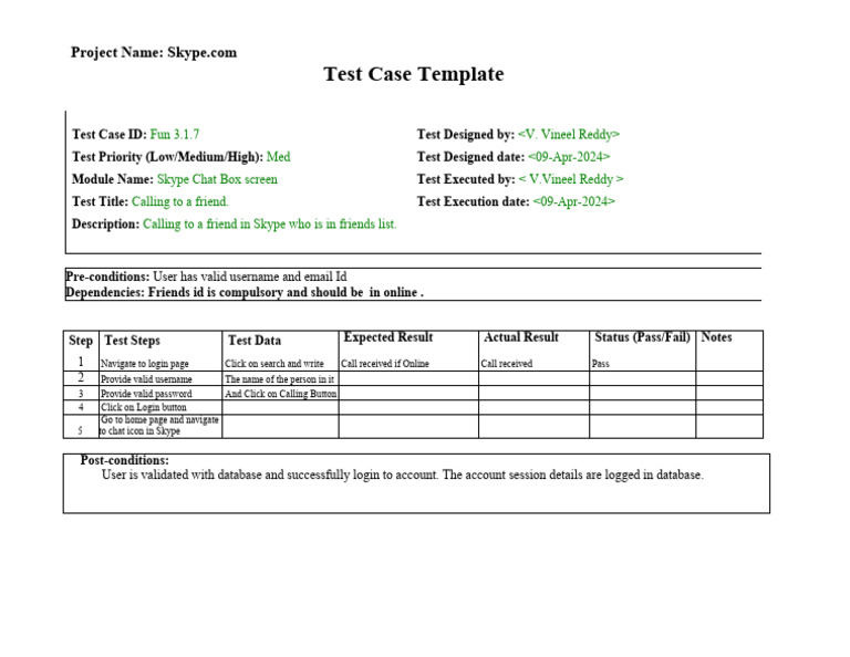 Testcasetemplatedoc | PDF