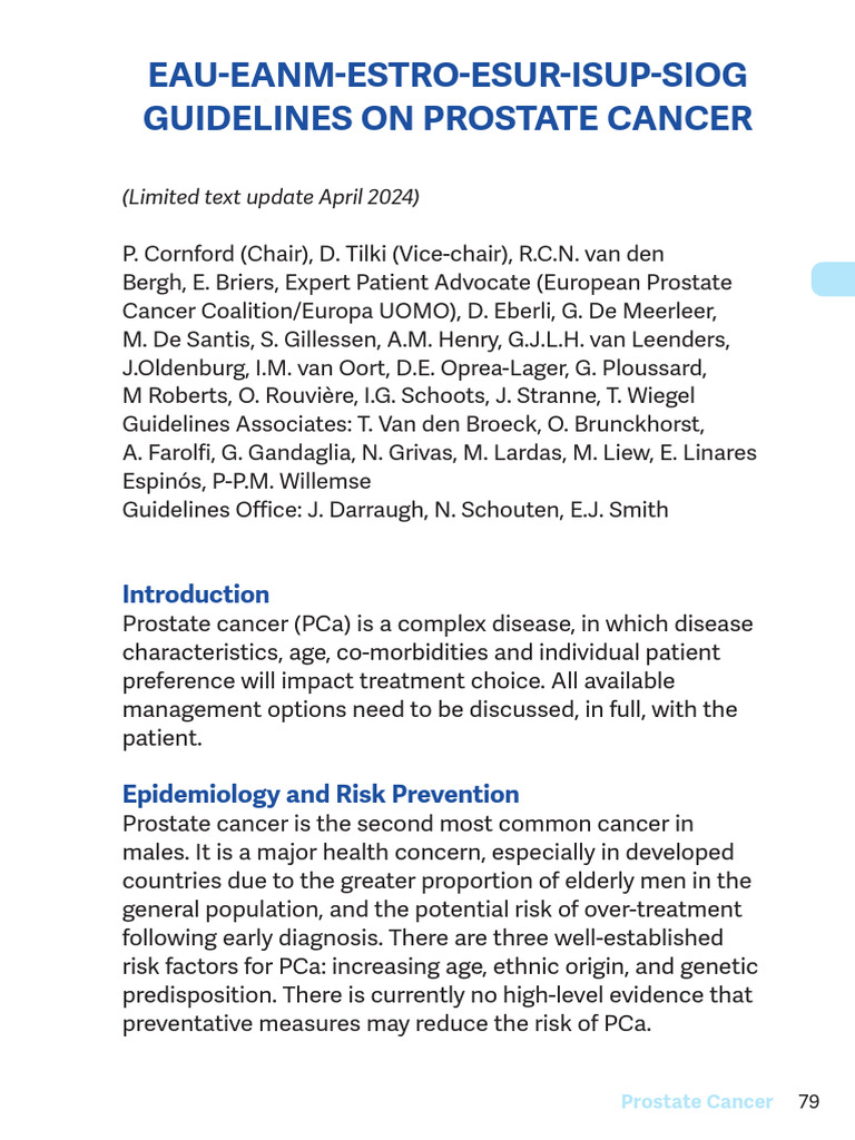 2024 ESUR Guidelines on Prostate Cancer | PDF | Prostate Specific ...