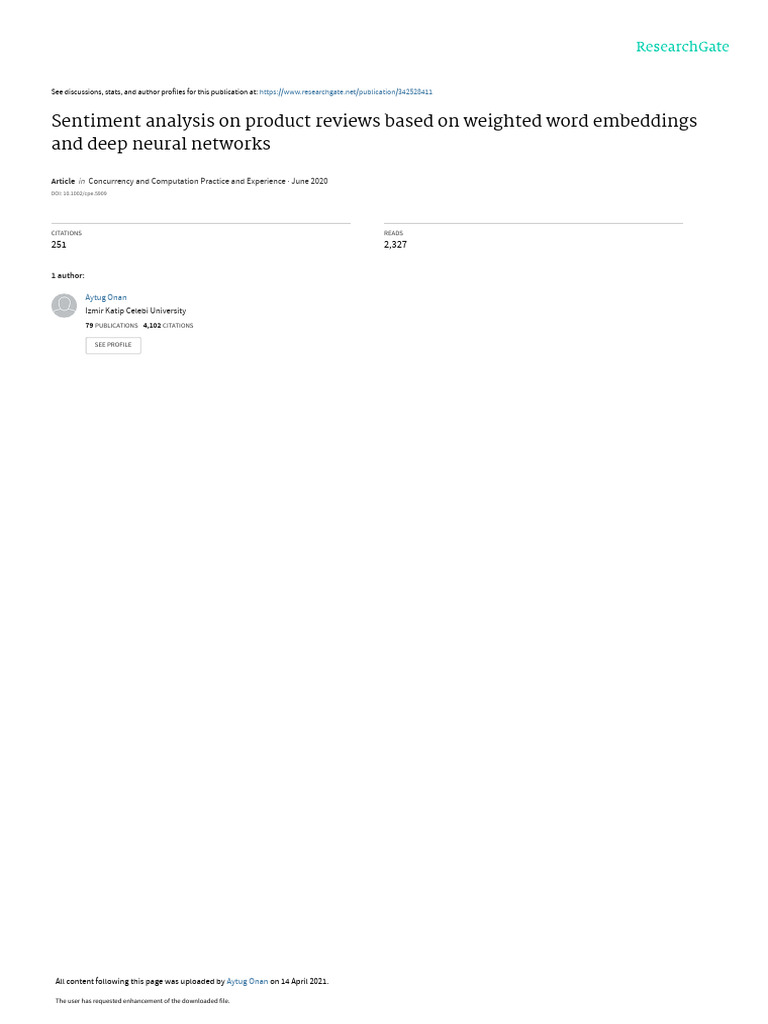 Sentiment Analysis On Product Reviews Based Onweighted | PDF | Deep ...