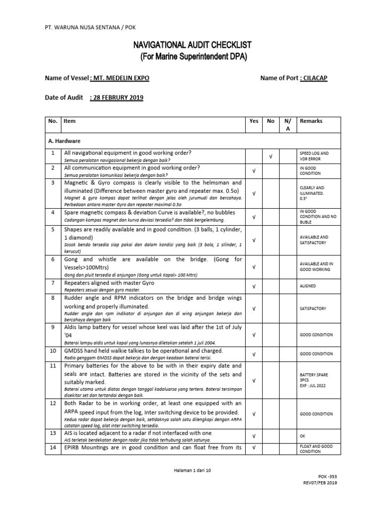 353 Navigation Audit Revise Ok New EXPO | PDF | Navigation | Shipping